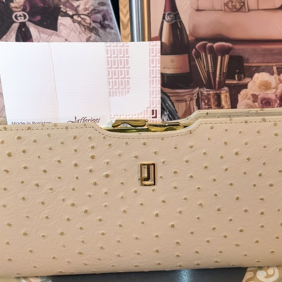 Jafferjees | Bags | Ivory Kiss Lock Ostrich Leather Crossbody By ...